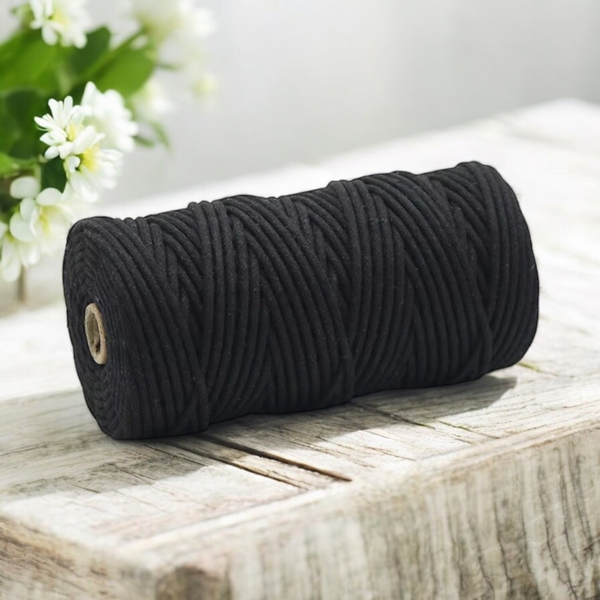 4MM Braided Macrame Cord | BLACK | Melbourne – Cottonknotsxx